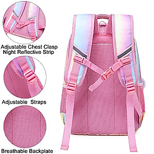 Meisohua Kids School Rainbow Glitter Backpack with Lunch Bag Girls Preschool Backpack 3 in 1 School Bag Set Daypack Bookbag (Bling Set)