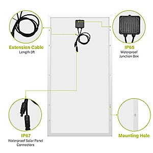 Newpowa 220W Monocrystalline 10BB Cell Solar Panel 220 Watt 12V High Efficiency Mono Module RV Marine Boat Off Grid