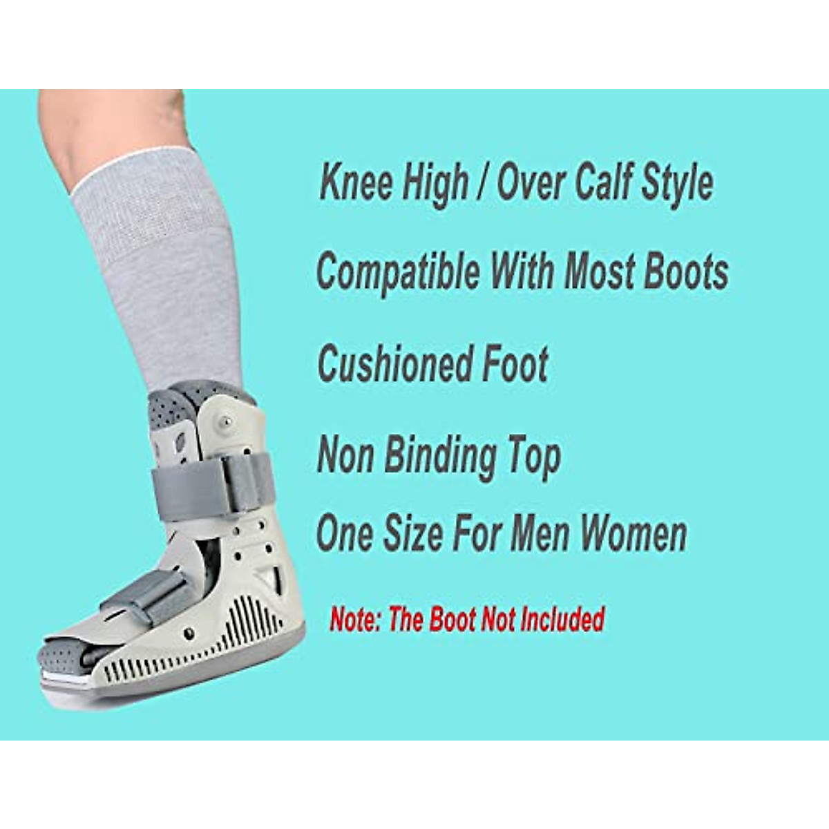 Replacement Sock Liner for Orthopedic Walking Boots Walker Brace,Tube Socks Under Air Cam Walkers and Fracture Boot Cast Shoe Surgical Leg Cover Grey 4 Pack