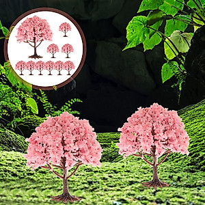 Angoily 10pcs Miniature Flower Tree Model Train Scenery Architecture Cherry Blossom Trees Mini Fake Trees for DIY Sand Table Crafts Building Model Scenery Landscape Ornaments