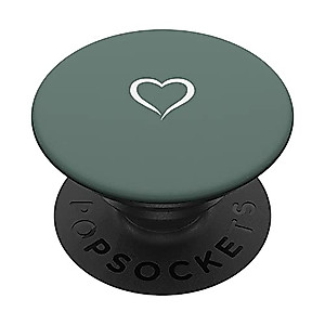 Sage Green Hand Drawn Heart Love Minimalist PopSockets Standard PopGrip