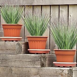 Ivalue 18" Artificial Plants Onion Grass Greenery Wheat Grass Stems Faux Shrub PVC Green Grass Plants Outdoor Indoor Home Garden Planter Decor Pack of 4 (Green, 4)