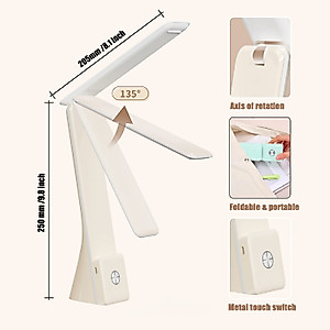 CometMars LED Desk Lamp (Green), Cordless Lamp with 3 Lighting Modes, Rechargeable Reading Lamp with Adjustable Arm, Foldable Eye Caring Table Light for Home Office Study