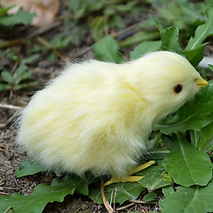 4 x Realistic Furry Baby Chicks Lifelike Plush Fur Animal Spring Easter Chicken Decoration