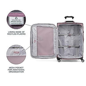 Travelpro Maxlite 5 Softside Expandable Luggage with 4 Spinner Wheels, Lightweight Suitcase, Men and Women, Dusty Rose Pink, Checked-Medium 25-Inch