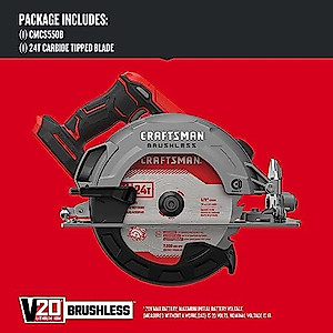 CRAFTSMAN V20 Cordless Circular Saw, 7-1/4 inch, Bare Tool Only (CMCS550B)