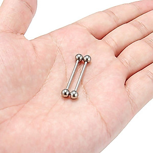 SCERRING Grade 23 Titanium Externally Threaded Nipple Bar Barbell Rings Piercing Retainer 16G 7/8Inch Sold as a Pair