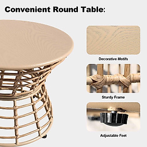 VIXLON 3 Pieces Patio Chair Outdoor Swivel Rocker Patio Chairs Set 360 Degree Swivel Rocking Chairs Elegant Patio Bistro Set for Lawn Garden Backyard (Black Cushion)