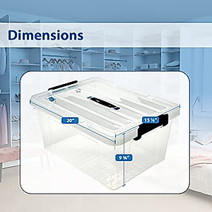 Lifetime Home (6 Pack) 42 Qt. [UPGRADED] Plastic Storage Bin Tote Organizing Container with Ultra Durable Lid and Secure Latching Buckles, Stackable, Extra Strength Clear with Black Handle