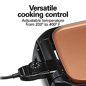 Hamilton Beach Durathon Ceramic Griddle Electric with 200 square inch PTFE & PFOA Free Cooking Surface (38519R)