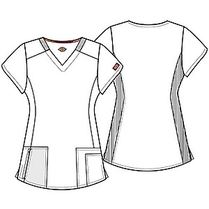 Dickies EDS Signature Women Scrubs Top V-Neck Plus Size DK880, 2XL, Black