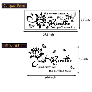 Vinyl Wall Stickers Wall Decor for Living Bedroom Room Yoga Relaxing Nursery House Wall Decals Quotes Inspirational Just Breathe Art Decor Home Decoration.
