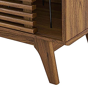 Modway Render Mid-Century Modern 37" Vinyl Record Display Stand in Walnut, 37 Inch