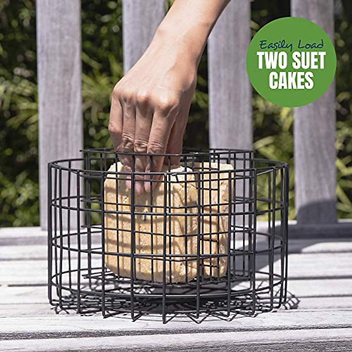 MEKKAPRO Bird Feeder Squirrel Proof with Hanging Metal Roof, Bird Feeder for Outside Wild Birds, Two Suet Capacity, Very Adaptable and Easy to Use Wild Bird Feeder, Caged Design