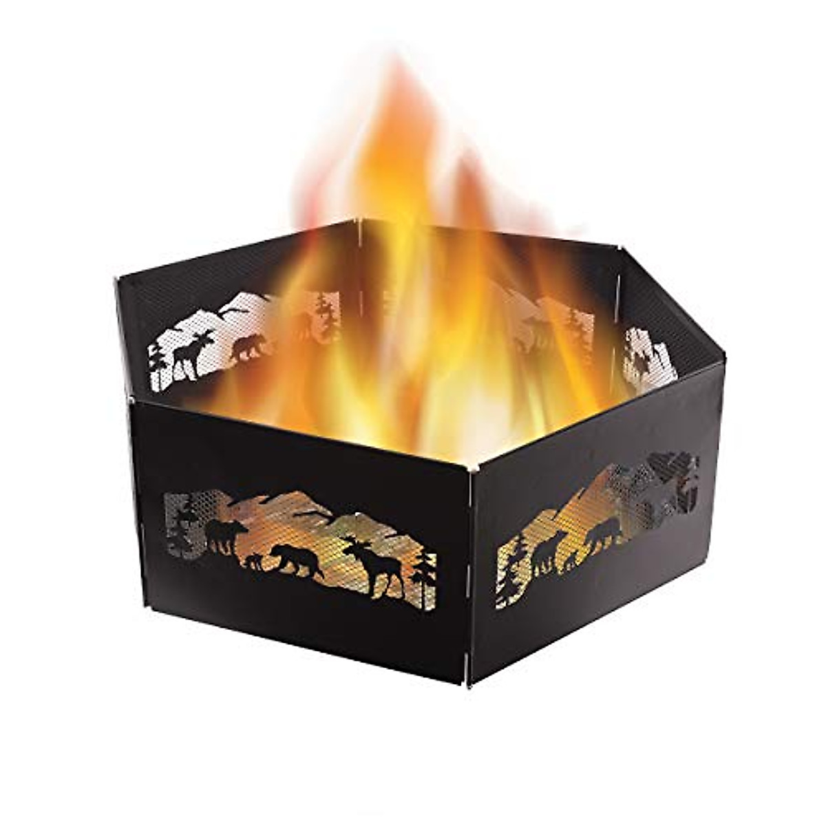 Blue Sky Outdoor Living 36" x 12" Zion Portable Folding Fire Ring, Steel Mesh Foldable Fire Ring, Northern Woods, Black