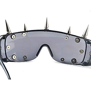 mincl/Punk Rocker Large Shield Spike Fashion Novelty Club Sunglasses (Smoke, 72)