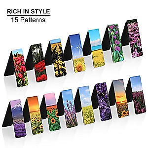 MWOOT 30Pcs Flowers Magnetic Bookmarks, Magnet Reading Book Marks Set for Mother’s Day, Double-Sided Page Clips Kit, Book Markers in Bulk for Home Office School Stationery Supplies(15 Styles, 6x2CM)