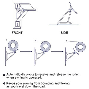 RV Awning Support Roller Cradle Center Support for RV Camper Awning, Black