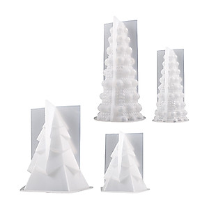 Xidmold 4pcs Christmas Tree Resin Molds, 3D Christmas Tree Silicone Mold for Fondant, Candle, Soap, Bath Bomb, Plaster, Epoxy Resin, Xmas Crafts