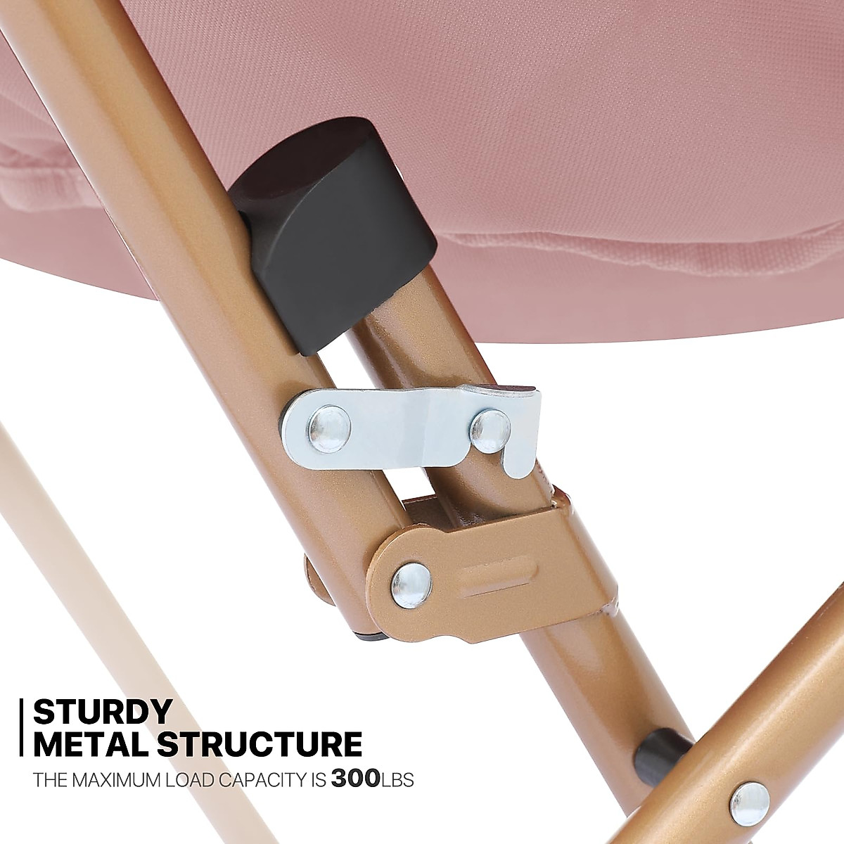 MoNiBloom Round Folding Faux Fur Saucer Chair for Bedroom Living Room Dorm Foldable Metal Frame Oversized Large Comfy Furry Padded Soft Cozy Moon Chair with Footrest Ottoman for Adults (Pink)