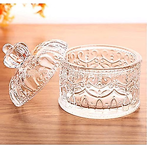 DLiQ Clear crystal glass candy cup creative glass storage can jewelry storage box is suitable for family kitchen