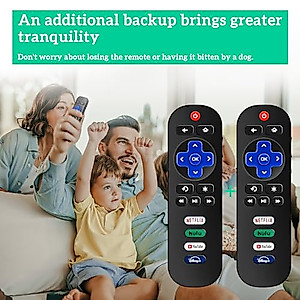 Pack of 2 Replaced Remote Control for Roku TVs, Compatible with TCL/Hisense/Onn/Insignia/Sharp/Westinghouse/Element/JVC Roku Smart TV, Replacement Remote with Netflix/Disney+/Hulu/Prime Video Buttons