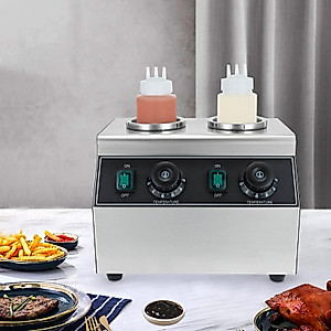 Electric Sauce Bottle Warmer, 0.72 x 2Qt Commercial Nacho Cheese Warmer,86-176°F Hot Fudge Cheese Caramel Jam Sauce Warmer