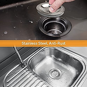 ANVAVA Kitchen Sink Drain 3-1/2 Inch Sink Drain Assembly Kit with Removable Kitchen Sink Drain Basket and Sink Stopper Sealing Lid, Tailpiece Retaining Nut, Stainless Steel