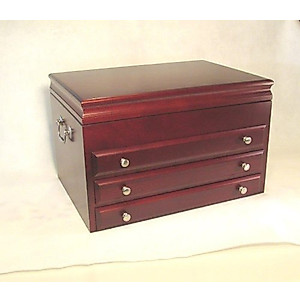 American Chest Co. #J03C Majestic- 3 Drawer Jewelry Chest, Solid Cherry, Made in the USA, Heritage Cherry finish