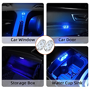 Ziciner 2 PCS Car Led Lights Interior, Super Bright Car Wireless Bulb, USB Rechargeable Auto Led Festoon Bulb, Universal Vehicle Accessories for Cars, Trucks, SUVs, Vans (Colorful, 2 PCS)