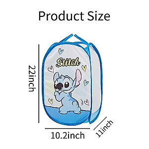 Cute Laundry Basket, Mesh Pop Up Hamper with Carry Handles, Large Capacity Collapsible Storage for Room, Dorm | Travel & Camping (Blue)