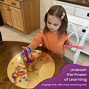 MR CHIPS Made in USA Bingo Magnetic Wand & ¾ Inch Purple Plastic Chips with Metal Rings - 200 Upgraded Pieces Bingo Chips Magnetic, Support American Jobs