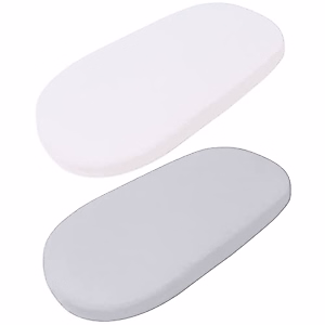Baby Fitted Bassinet Sheets, 100% Jersey Cotton Bassinet Sheets (Grey+White), 18" x 30"
