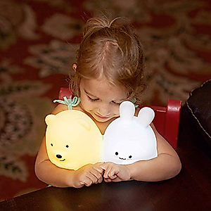 Lumipets Animal Kids Night Light, Silicone Nursery Light for Baby and Toddler, Squishy Night Light for Kids Room, Animal Night Lights for Girls and Boys, Kawaii Lamp, Cute Lamps for Bedroom (Bunny)