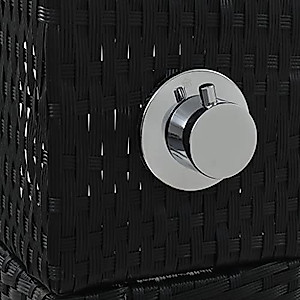 vidaXL Garden Shower Freestanding Rotatable Shower Nozzle Water Pressure Adjustable Outdoor Patio Poolside Shower Bath Stall Poly Rattan WPC