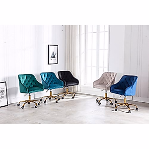 KUIKUI Velvet Desk Chair, Modern Office Chair, Wheels Swivel Height Adjustable Swivel Task Chair for Home Office,Green