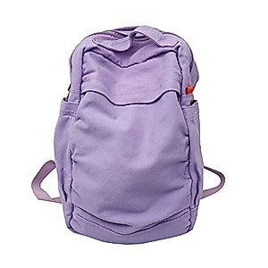 DINGZZ Women Backpack Solid Color Canvas College Student Schoolbag for Teenage Girl Travel Rucksack (Color : Black, Size : 30cm x13cm x40cm)