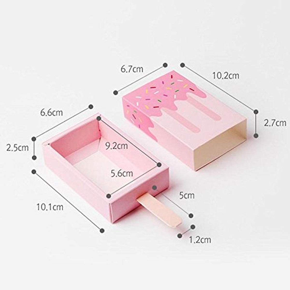 Pack of 50 Ice cream shape gift Candy boxes,kids party,favor box,Popsicle Candy Folding Paper Box Korean Cartoon Drawer Cute (Pink)