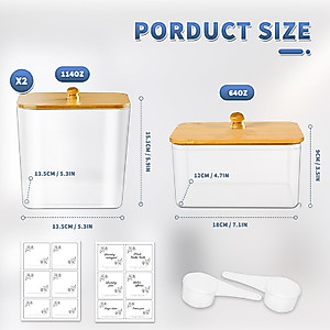 Laundry Room Organization Storage Containers: Laundry Pods Container Dryer Sheet Holder Organizing Storage Jars with Bamboo Lids & 2 Scoops & Labels - for Detergent Powder Scent Booster Beads (3pcs)