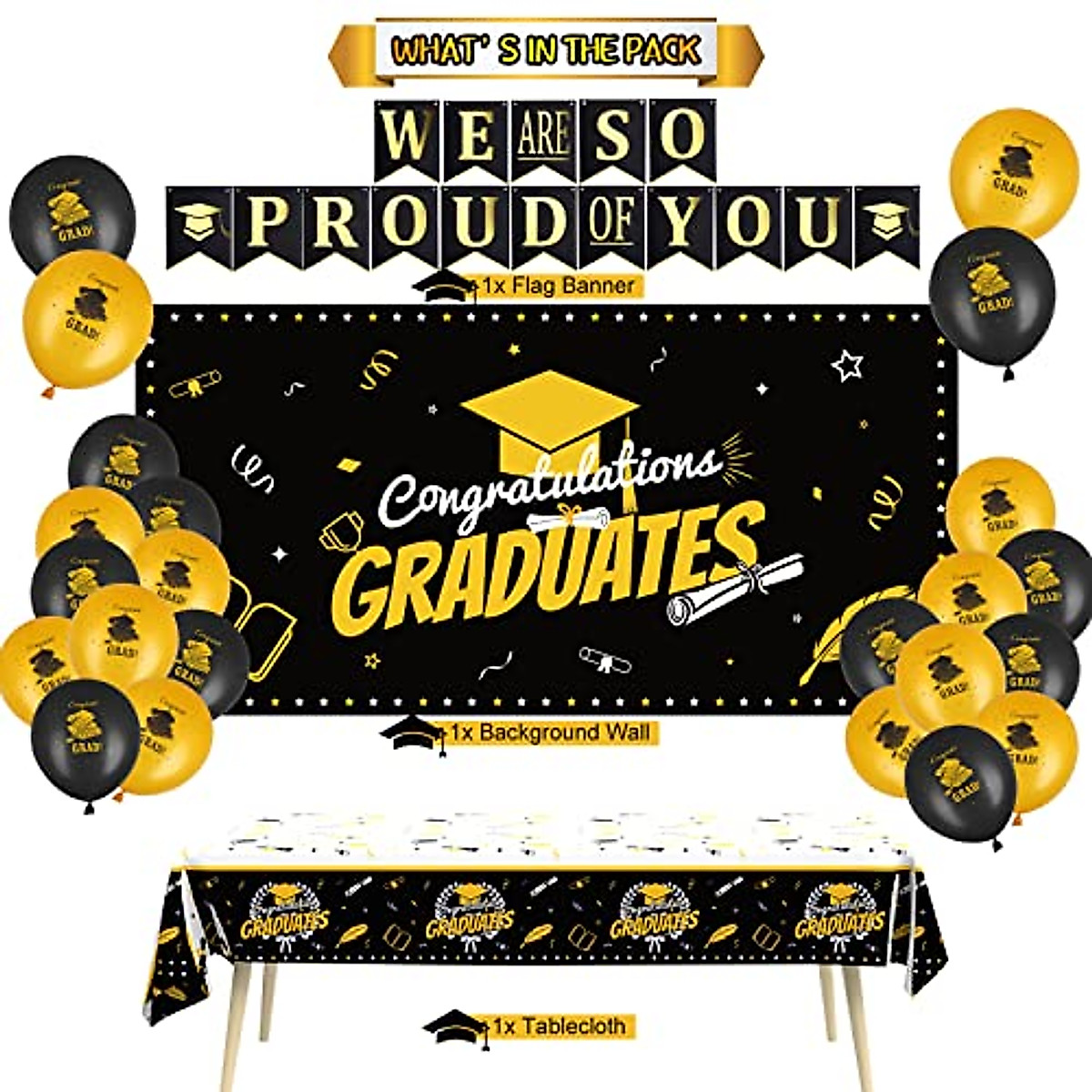 Graduation Decorations 2021 Graduation Party Supplies Graduation Banner Congratulations Grad Backdrop Congrats Photo Banner,"2021" Aluminum Film Balloons and Graduation Balloons for Graduation Decor