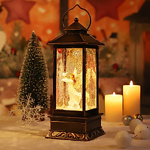 Christmas Decorations Christmas Snow Globe Christmas Lanterns Water Lanterns Glittering with Music USB and Battery Operated Singing Snow Globe Decoratives (Golden Dove Angel)