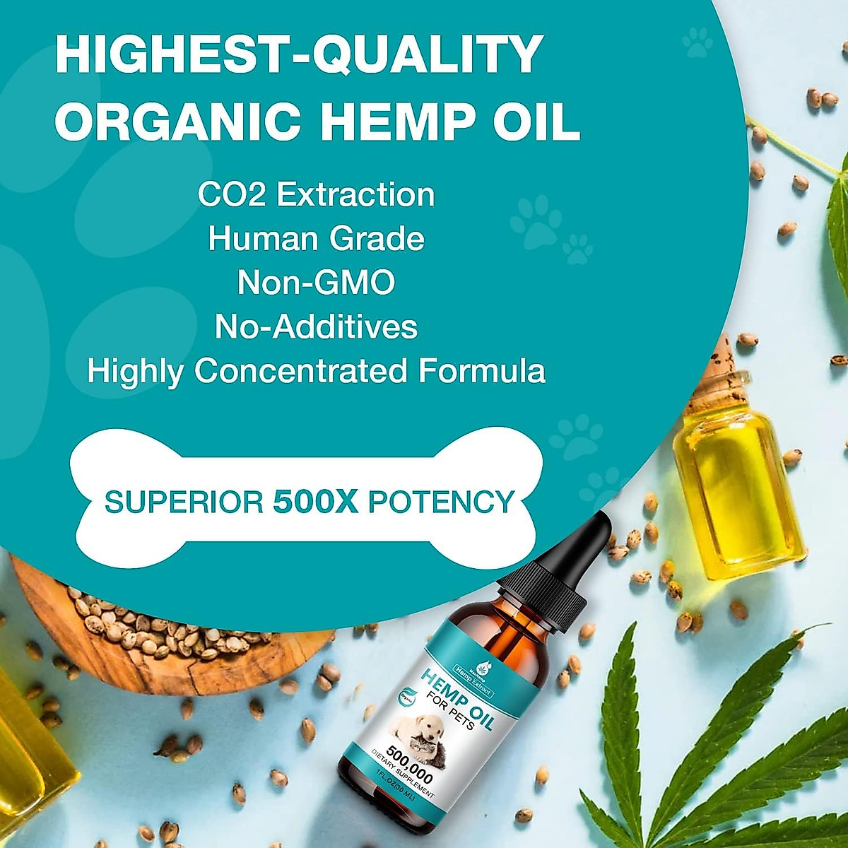 Hemp Oil for Cats and Dogs (3 Packs) Pet Hemp Drops Helps Anxiety Stress Pain Holistic Inflammation Skin Allergies Relief Joint Hip Аrthritis Sleep Aid Calm Tincture Oils, Organic Extract Treats