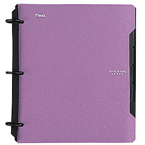 Five Star Flex Refillable Notebook + Study App, College Ruled Paper, 1-1/2 Inch TechLock Rings, Pockets, Tabs and Dividers, 300 Sheet Capacity, Purple (29324AB6)