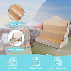 AnairsMo 3 Tier Greeting Card Display Stand, Wooden Display Stand, Card Display Stand, Portable Cardboard Sticker Display Stand for Vendors, Retail Counter, Table Display, Trade Shows, Showcase