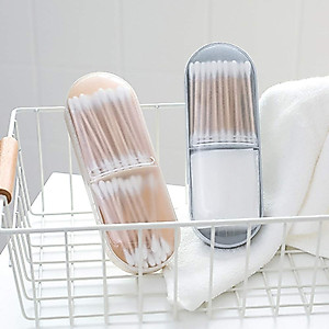 Swab Box,2 Grid Makeup Travel Cotton Storage Organizer Case Travel Cotton for Make Up Pads, Cosmetics (gray)