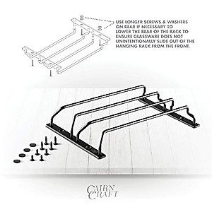 CairnCradle Whiskey Glass Rack - Under Cabinet Whisky Tasting Glasses Holder Storage Hanger Metal Organizer for Bar Kitchen (2 Across x 3 Deep, Matte Black)