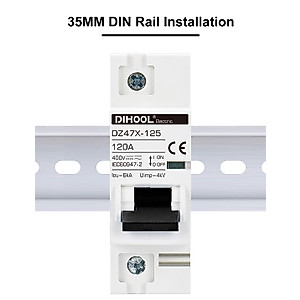 DIHOOL Miniature Circuit Breaker 120 Amp dc solar disconnect switch 12-240V for PV Solar, UPS, RV Battery, DIN Rail Mount, Overload Protection, AC DC universal