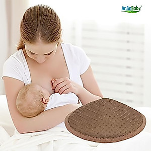 AnAnBaby Organic Bamboo Nursing Breast Pads - 10-Pack Reusable Non-Slip Nipple Pads for Breastfeeding New Moms Postpartum Essentials (5.5inch) with Washing Bags and Handbags（X-Large，Five Colors）