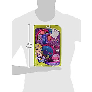 Polly Pocket Compact Playset, Flamingo Floatie with 2 Micro Dolls & Accessories, Travel Toy with Surprise Reveals