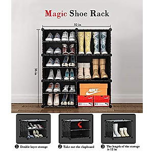C.G Life 6-Tiers Stackable 24-30 pairs Freestanding Shoe Storage Cabinets with Adjustable Shelving,Withe Shoe Shelf Organizer for Bedroom, Closet, Entryway, Dorm Room,Garage,Shoe Rack have 6 cubes